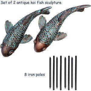 Boutique | Accents | Koi Fish Garden Statues Set Of 2 Bronze Outdoor ...